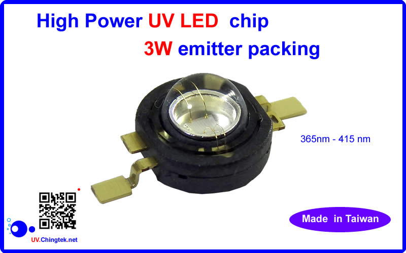 High power Ultraviolet (UV) LED chips 3W by emitter packing - 365nm ...